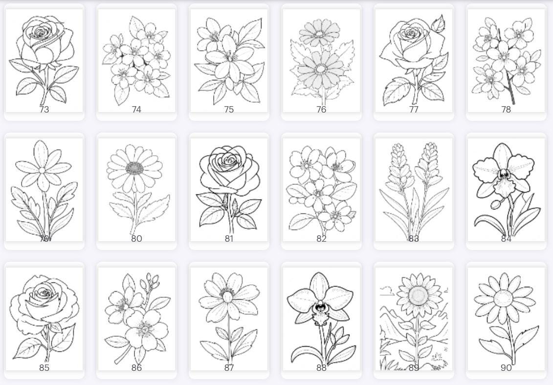 100 Flower Coloring Pages - Beautiful and Creative Activity - Printable ...