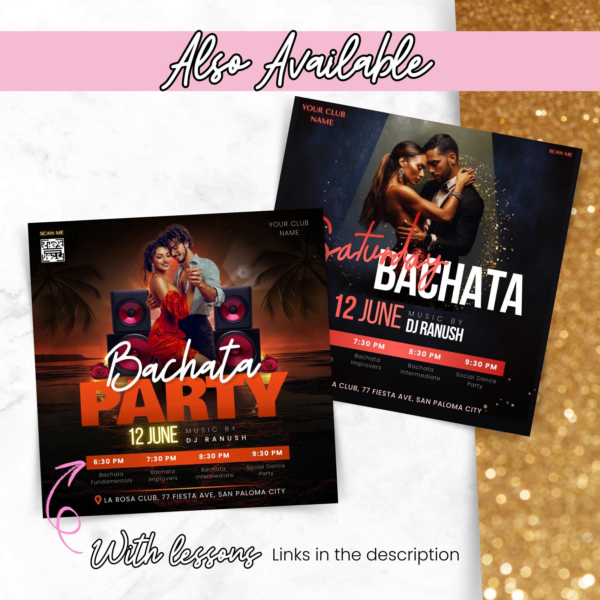 Bachata Party Flyer Template, Latin Dance Event Invitation, Editable ...