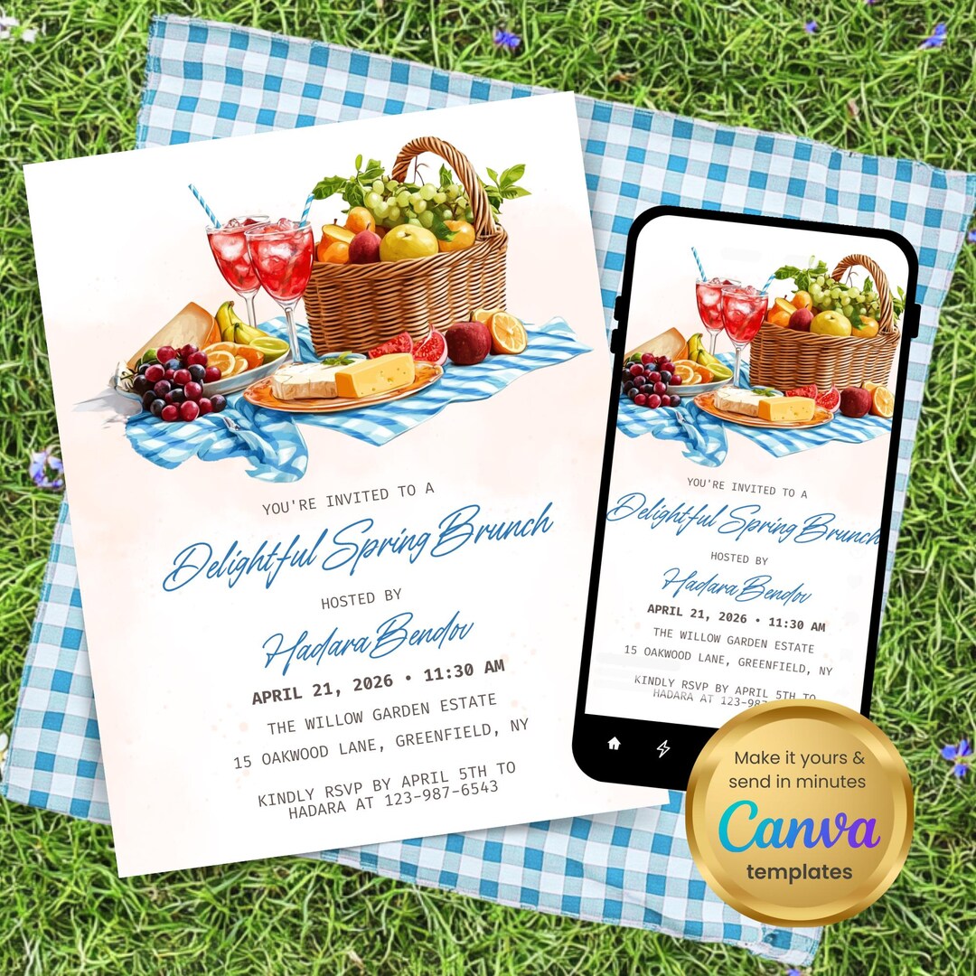 Outdoor Party Invite, Park Party Invite, Brunch Invitation, Picnic ...