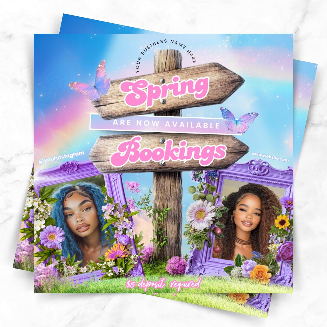 Spring Booking Flyer Template, Editable Canva Photography Flyer, Pastel ...