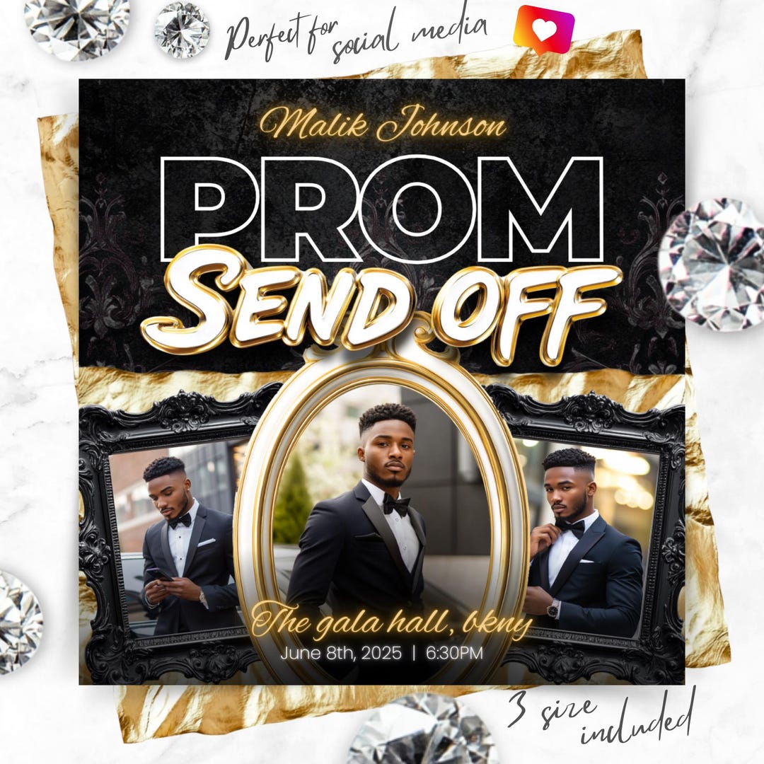 Prom King Send off Flyer Template, Gold Invitation, 3 Sizes Included ...