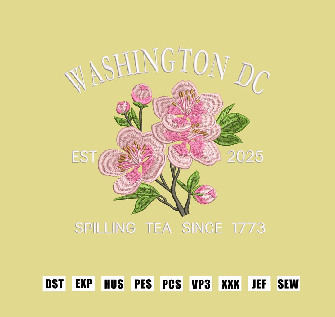 Washington DC Skyline Embroidery Design for Machine Pes File, Cherry ...