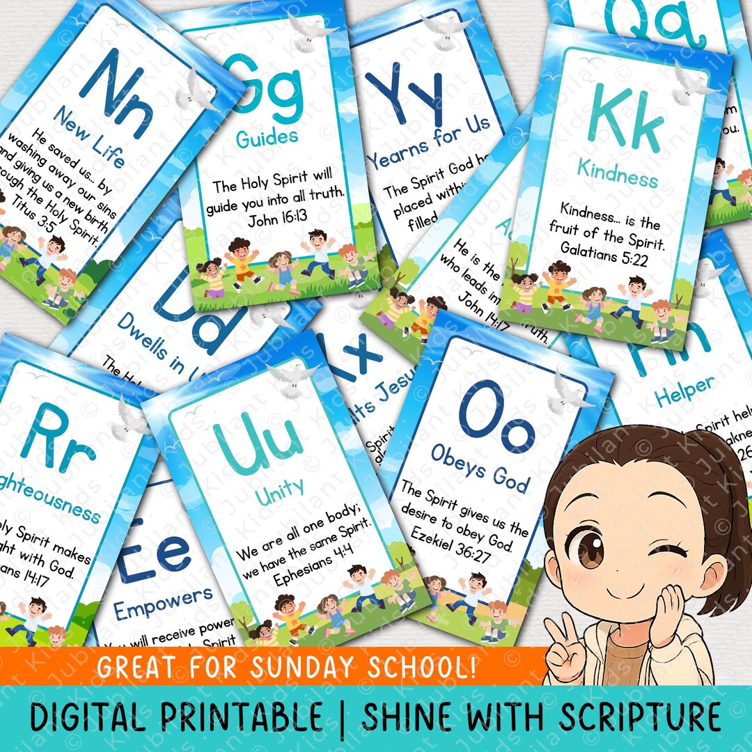 ABC of Holy Spirit Flash Cards, Christian Resources, Bible Study ...
