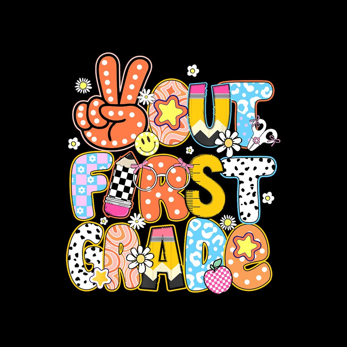 Peace Out First Grade Cute Groovy Last Day of 1st Grade Digital Png ...