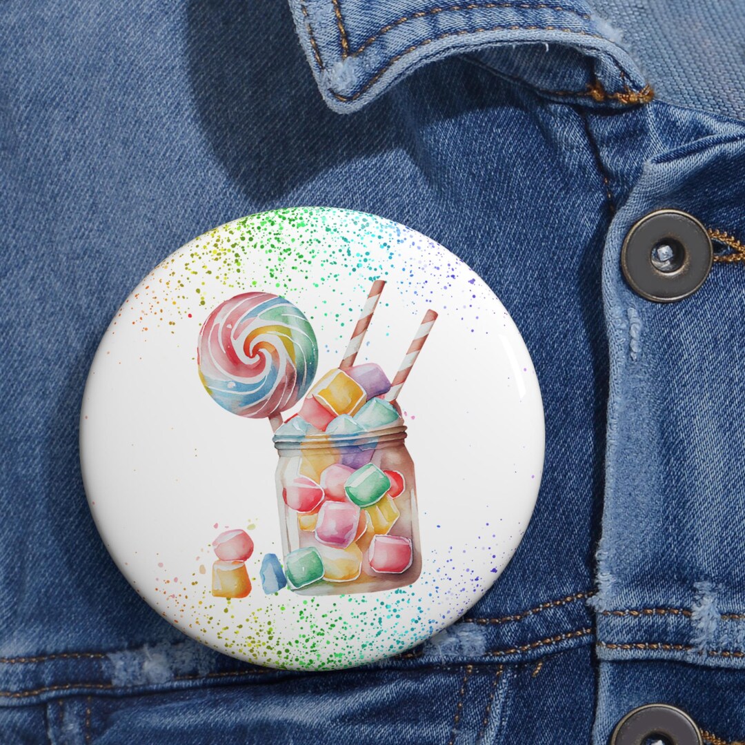 Bold LGBTQ Pride Candy Jar Button | Bright Rainbow Love is Love Pin (2. ...