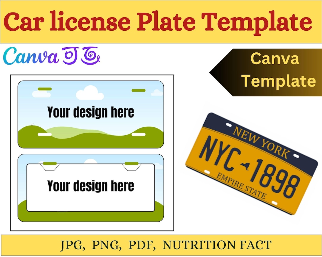 Custom Car License Plate Template: SVG, PNG, PDF, Canva (digital ...
