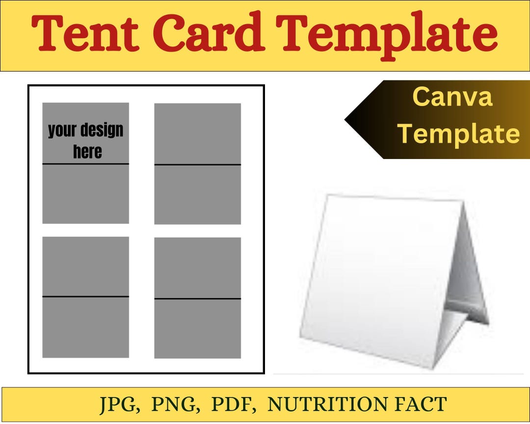 Tent Card Template, Editable Table Tent, Canva Name Card, Printable ...