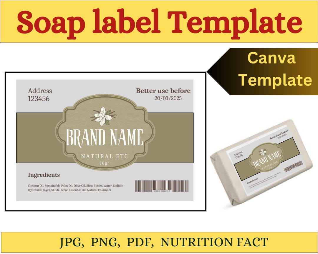 Editable Soap Label Template, Custom Canva Design (digital Download) - Etsy