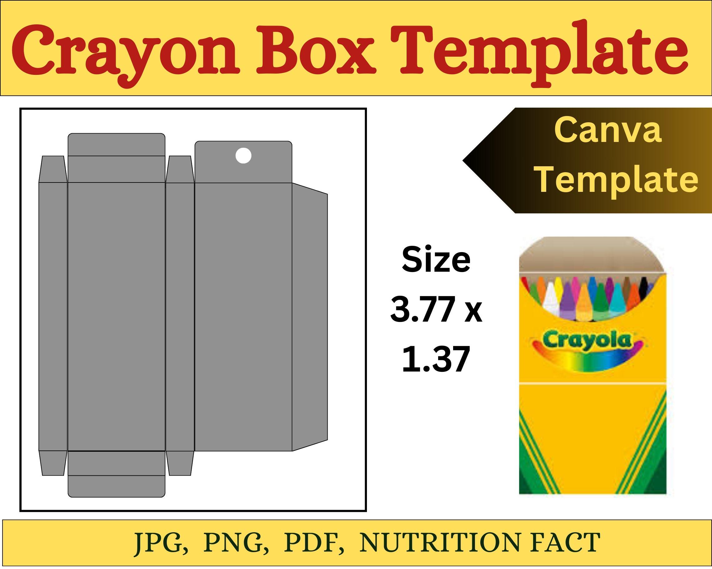 Crayon Box Template 3.77"x1.37" | Mini Crayon Box SVG| Editable Crayon ...