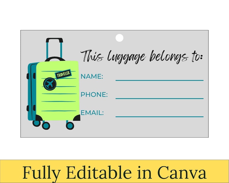 Luggage Tag Template SVG: DIY Travel Bag Label (digital Download) - Etsy