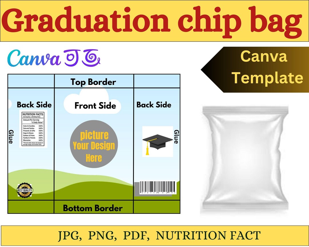 Graduation Chip Bag Template: DIY Party Favor (canva, Cricut ...