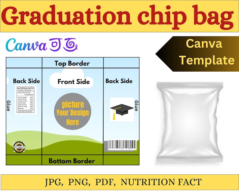 Graduation Chip Bag Template: DIY Party Favor (canva, Cricut ...