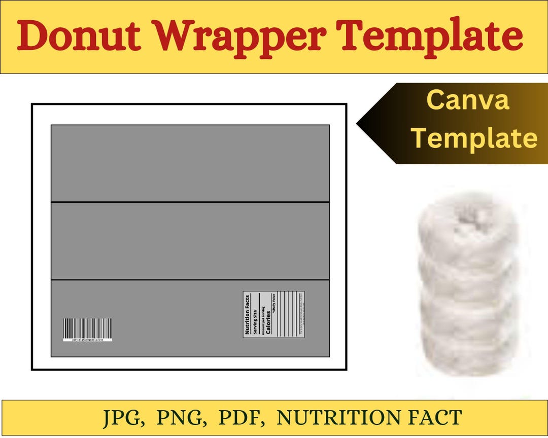 Editable Donut Wrapper Template: Party Favor, Canva Design (digital ...