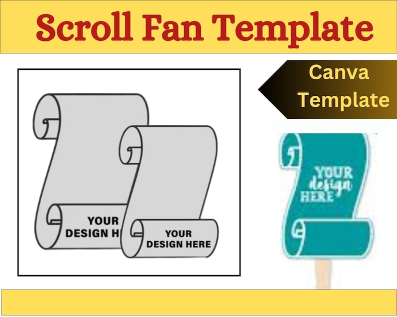 Scroll Fan Template SVG PDF: Wedding, Party Favor, Editable Canva ...