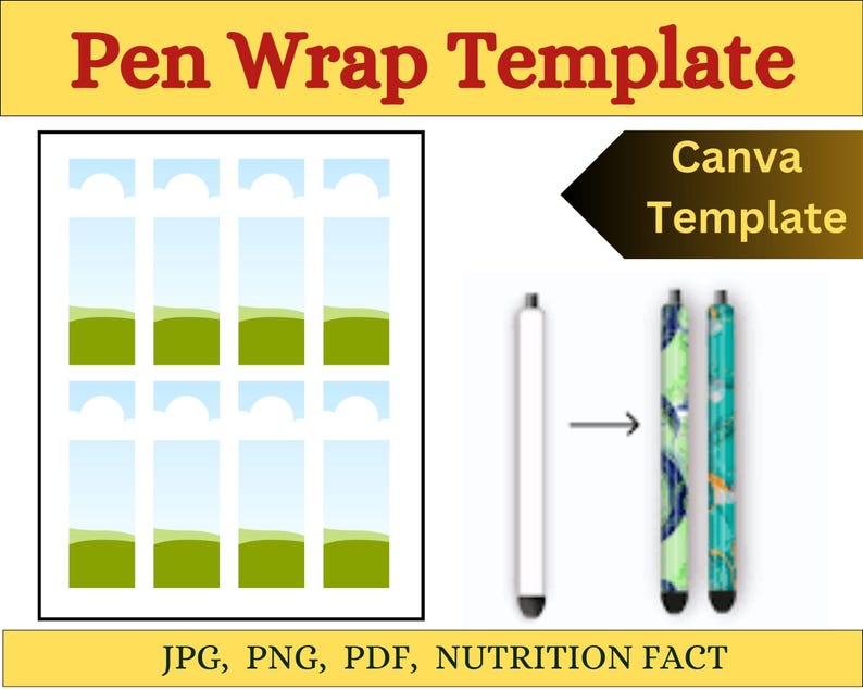 Glitter Pen Wrap Template: Sublimation & Vinyl (digital Download) - Etsy