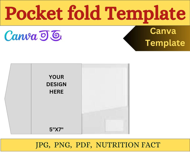 Pocket Fold Template| DIY Pocket Invitation| Folded Card Template ...