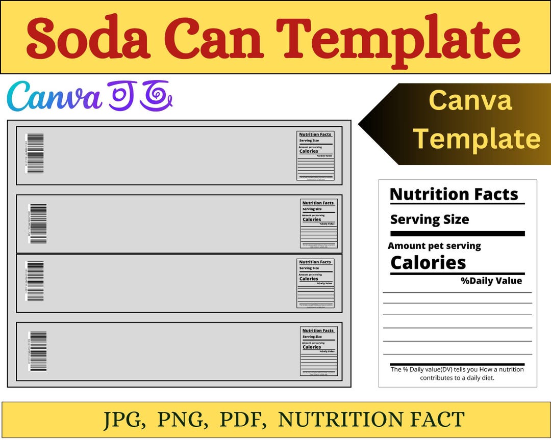 Soda Can Template, Editable Soda Can Label, Custom Pop Can Label, Blank ...