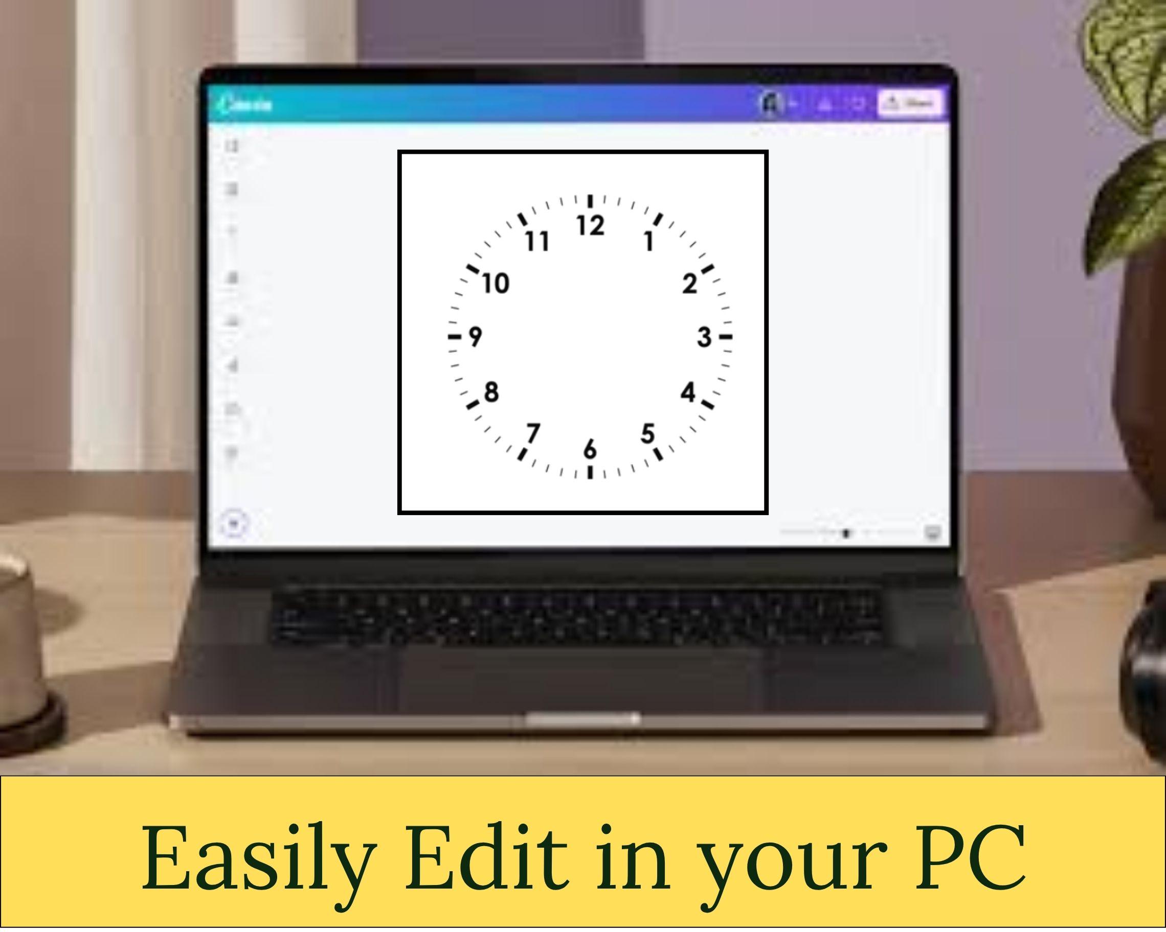 Clock Sublimation Template: Editable Round Clock Face SVG, PNG, PDF ...