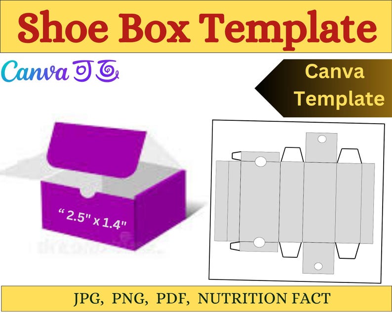 Mini Shoe Box Template: DIY Favor Box, Canva & Cricut (instant Download ...