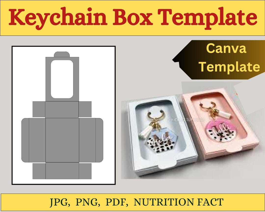 Keychain Box Template SVG, Gift Box for Keychain, Printable Box ...