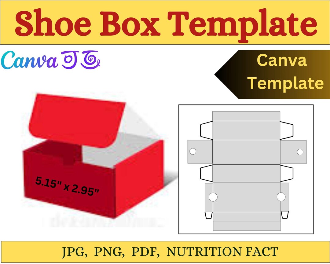 DIY Shoe Box Template (7x5) | Svg, Pdf, Png, Dxf, Eps (instant Download ...