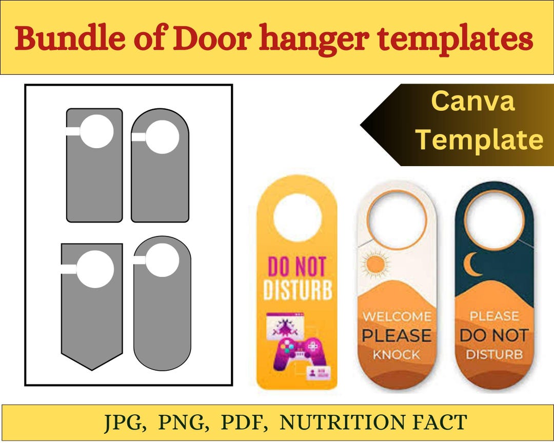 Editable Door Hanger Template Bundle: SVG, PNG, PDF, Canva - Etsy