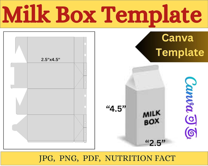 DIY Milk Box Template | Party Favor Treat Box (svg, Png, Pdf) - Etsy