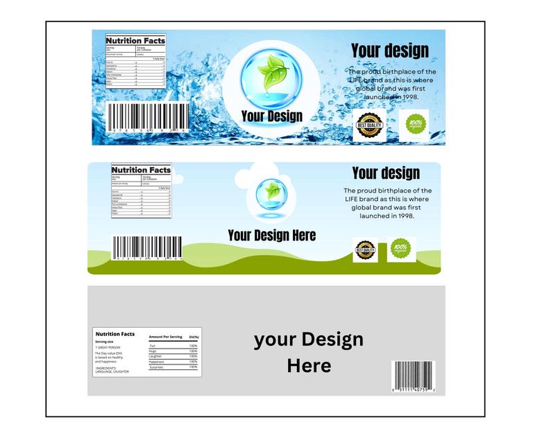 Water Bottle Label Template| DIY Bottle Wrap|custom Bottle Sticker ...