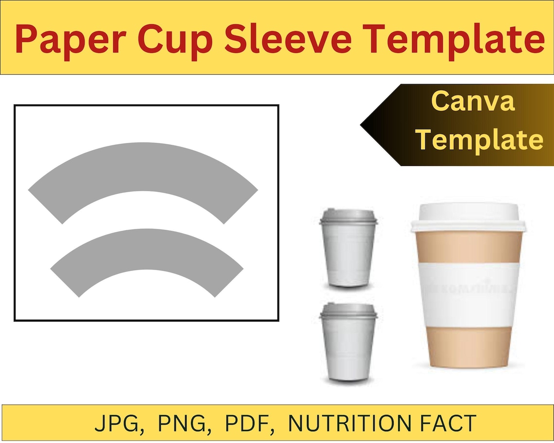 Editable Paper Cup Sleeve Template: Custom Cup Wrap (SVG, PNG, PDF ...