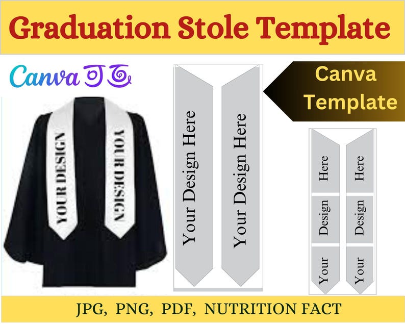 Graduation Stole Template | DIY Stole SVG | Printable Graduation Sash ...