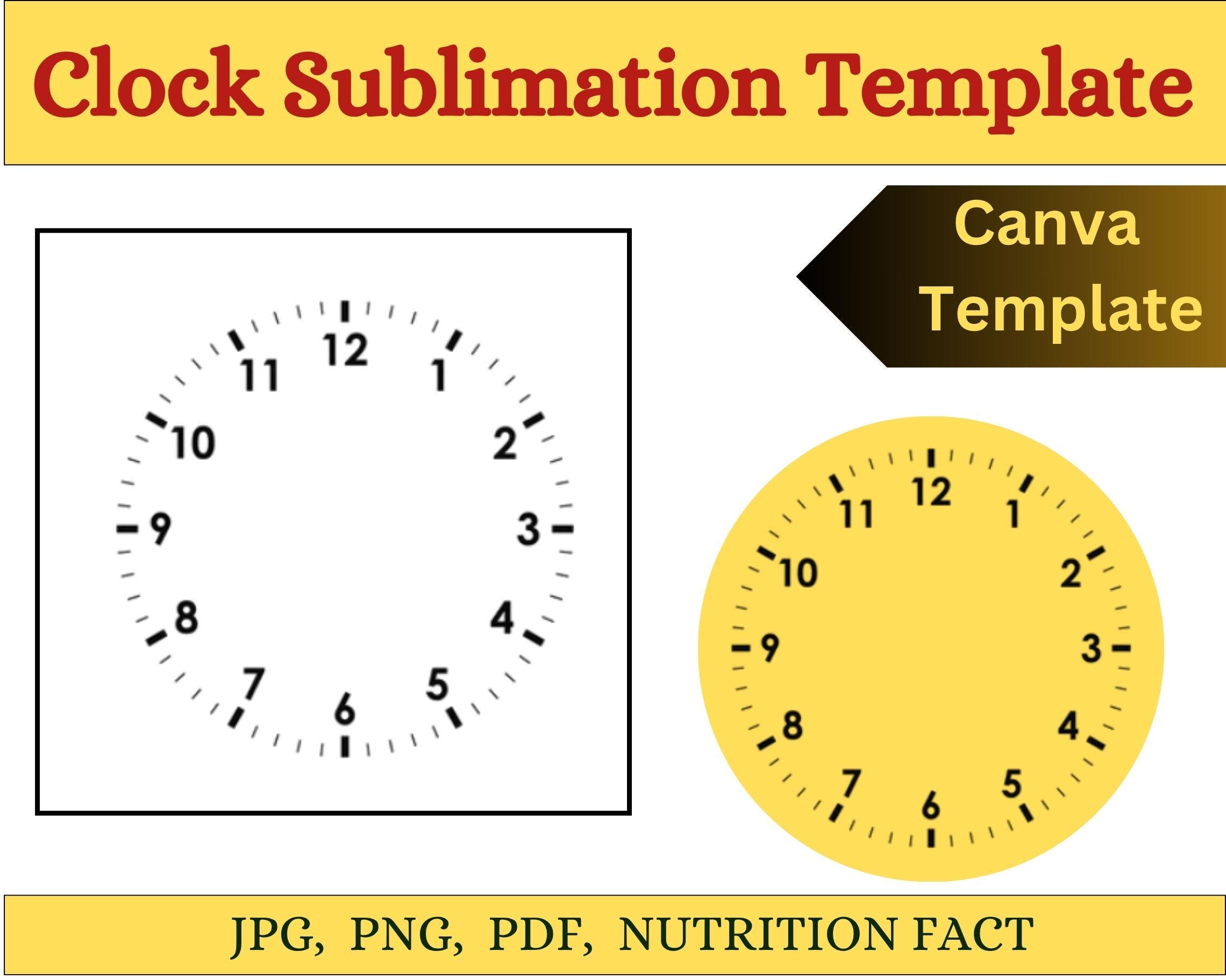 Clock Sublimation Template: Editable Round Clock Face SVG, PNG, PDF ...