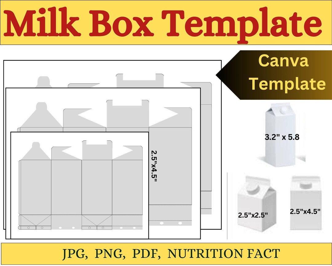 Milk Box Bundle Template| Milk Carton SVG| DIY Favor Box| Printable ...