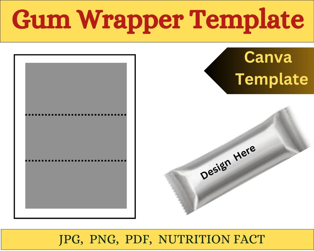 Gum Wrapper Template, Editable Gum Label, Gum Wrap SVG, Canva Gum ...