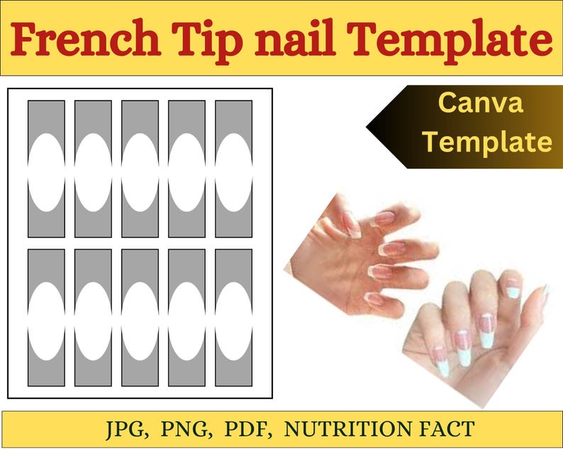 French Tip Nail Template| Nail Tip SVG| DIY Nail Art Stencil| Reusable ...