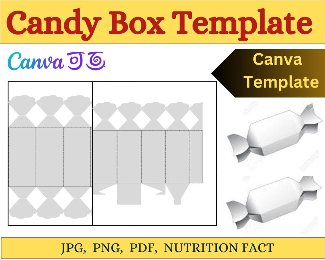 Candy Box Template |candy Shaped Box Svg| DIY Party Favor Box ...