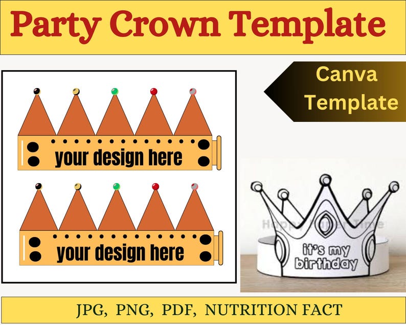 Party Crown Template, Printable Crown SVG, Birthday Crown Template, DIY ...