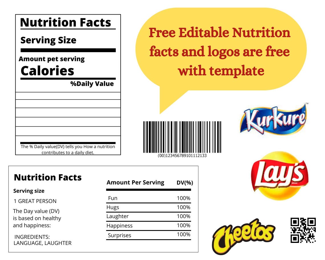 Editable Chip Bags| Chip Bag Template| Chip Bag Labels, Custom Chip ...