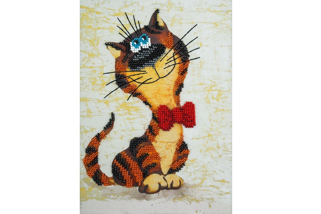 Leonard the Cat Seed Bead Embroidery Kit: PANNA Animal Design - Etsy