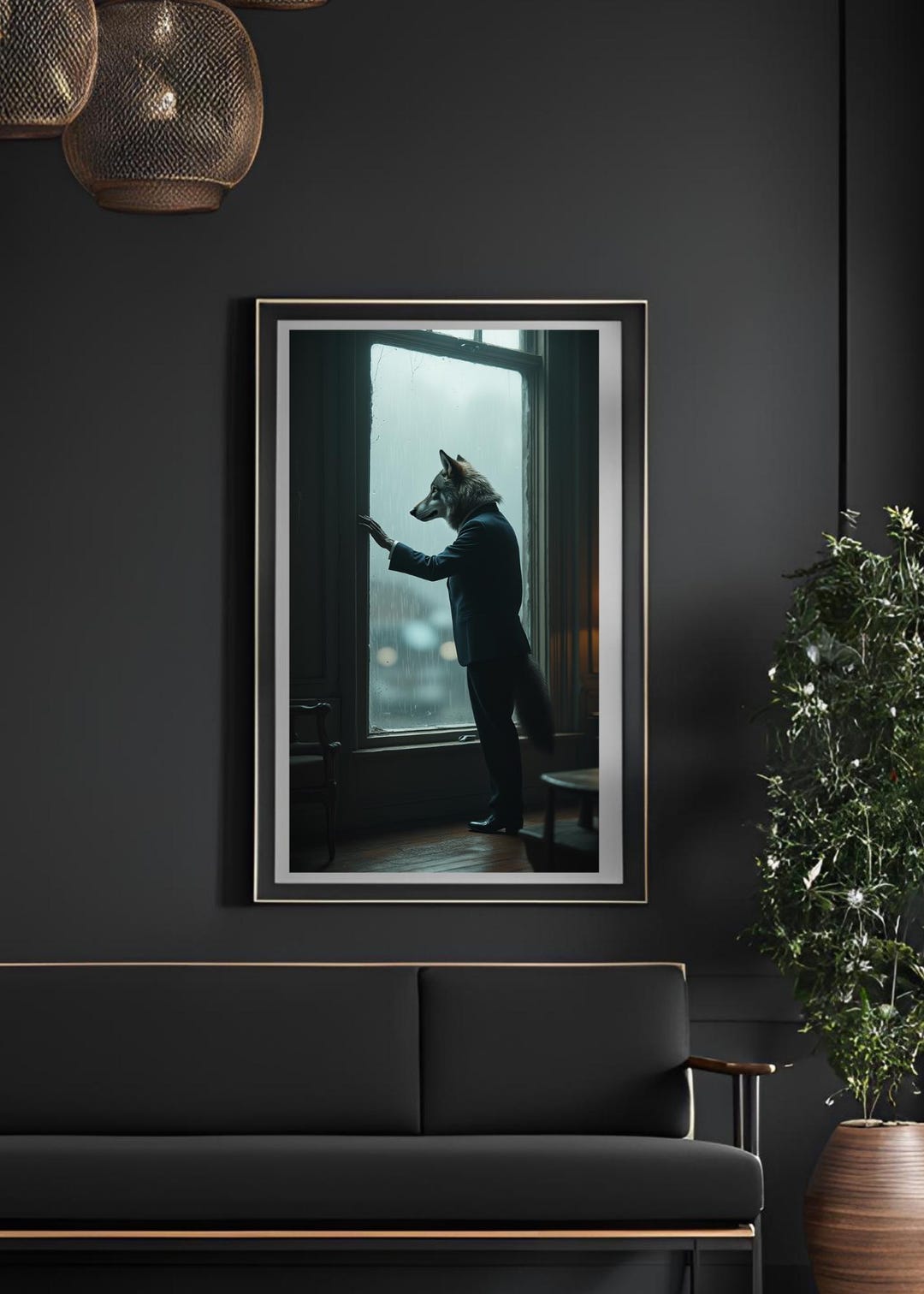 Majestic Wolf Howling by the Window – Animal Art Print – Wolf in ...