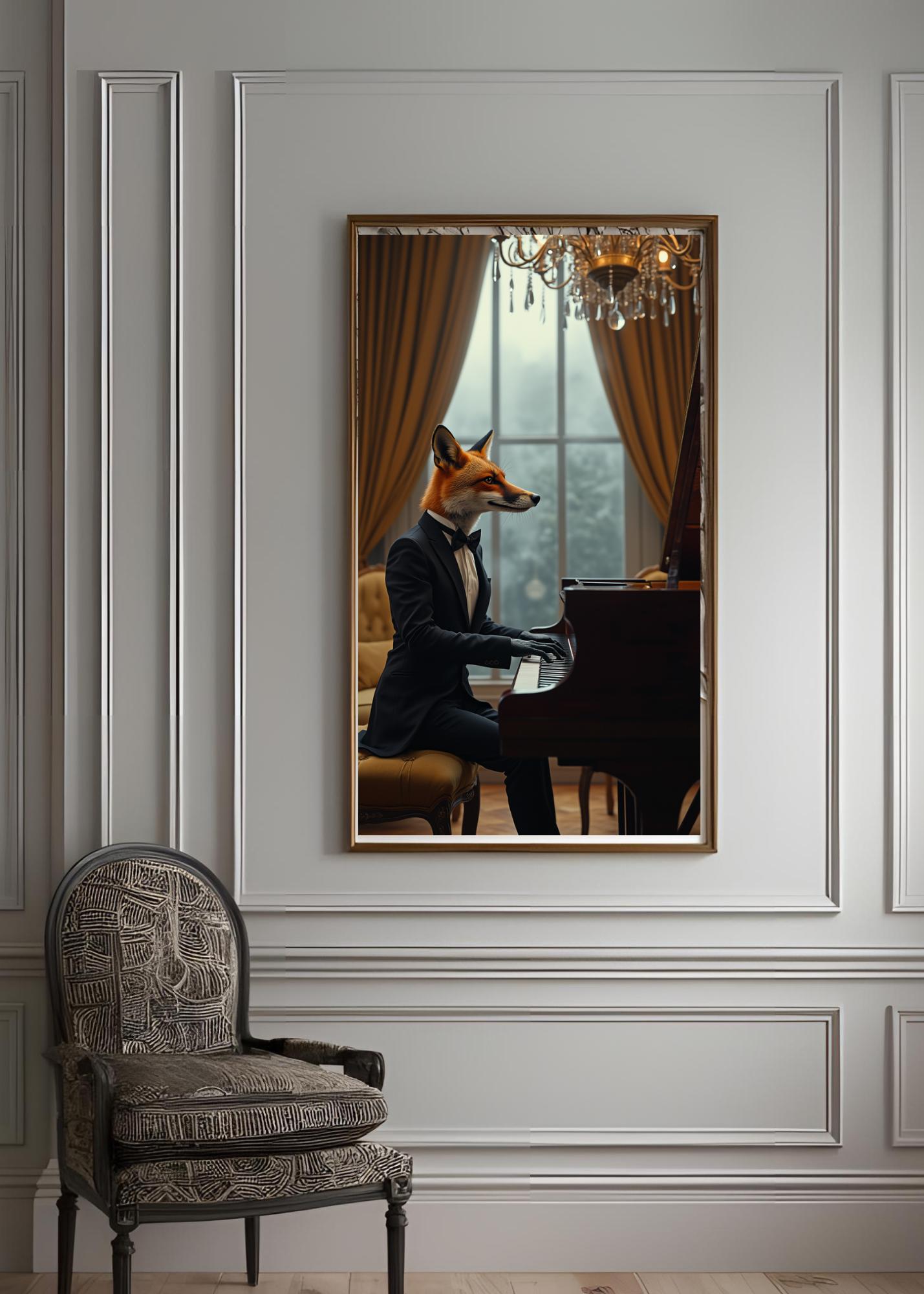 Fox Playing the Piano – Animal Art Print – Whimsical Fox Musician ...