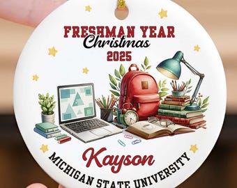 First Year at College Ornament, Custom Freshman Year Christmas College ...