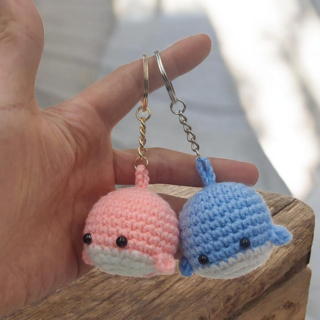 Cute Little Whale Crochet Keychains, Mini Whale Doll Keychain for Car ...