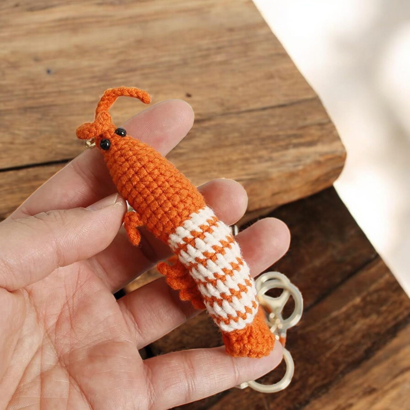 Funny Shrimp Crochet Keychains, Mini Shrimp Doll Keychain for Car Keys ...