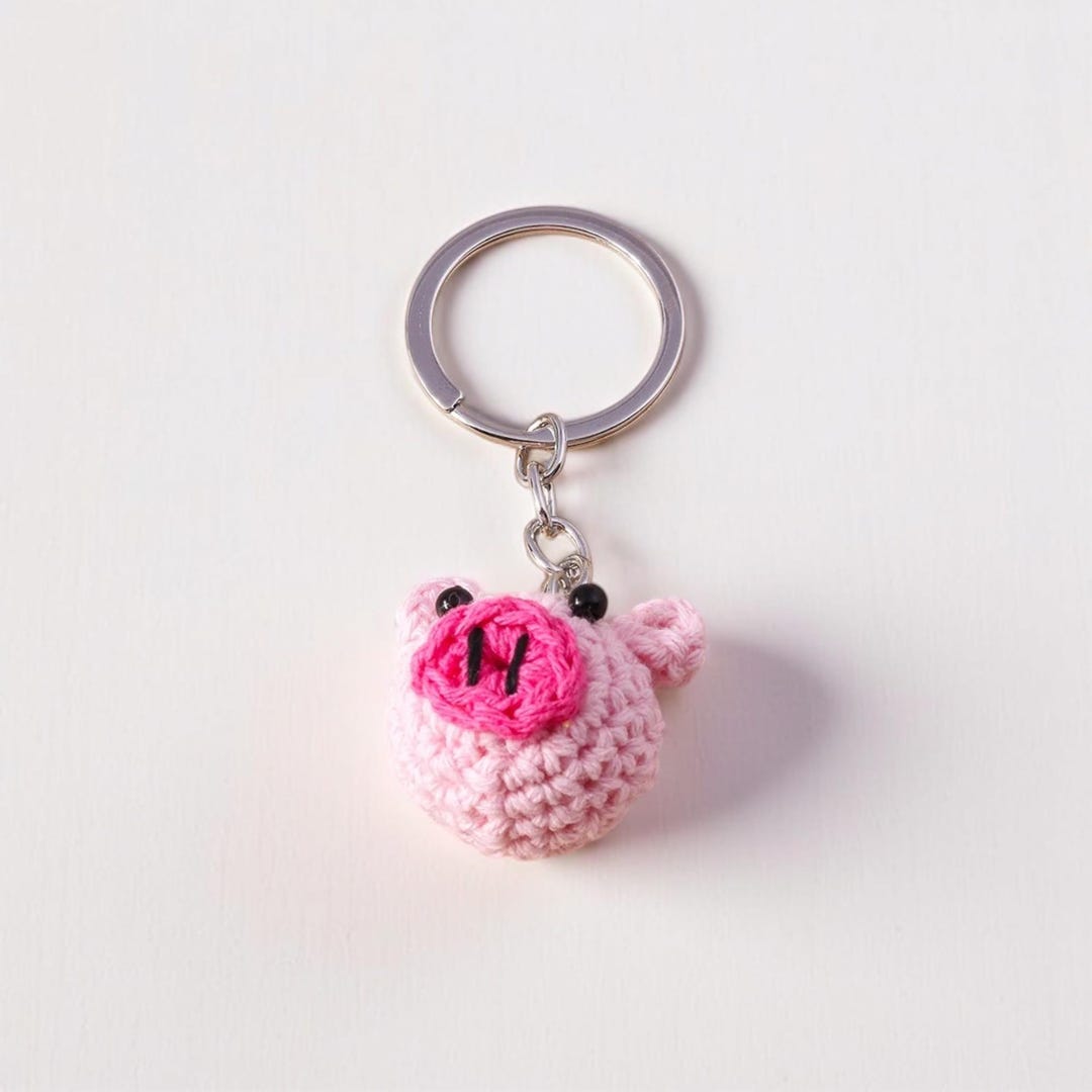 Funny Pig Crochet Keychains, Mini Pig Doll Keychain for Car Keys, Cute ...