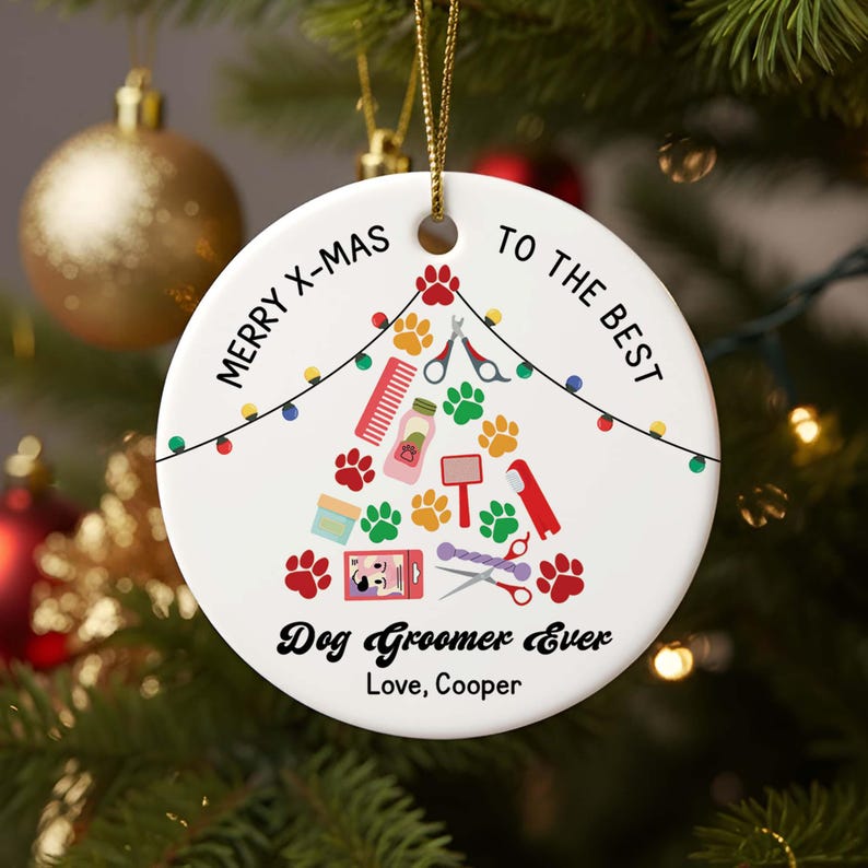 Personalized Dog Groomer Christmas Ornament, Pet Grooming Tools Design ...