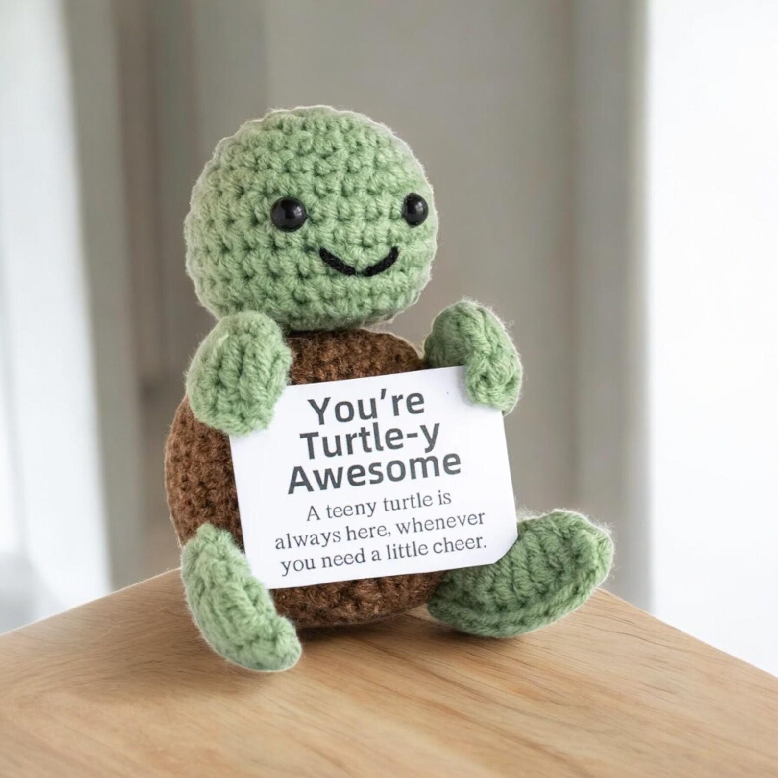 Emotional Support Turtle With Stand, Crochet Turtle Doll Gift, Funny ...