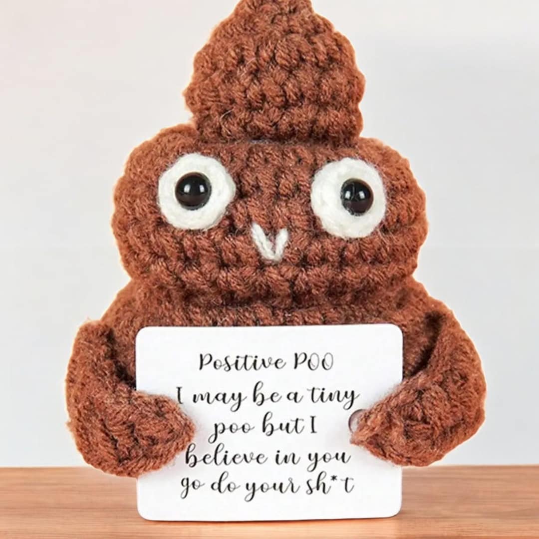 Funny Positive Poop With Stand, Emotional Support Crochet Poop, Funny ...