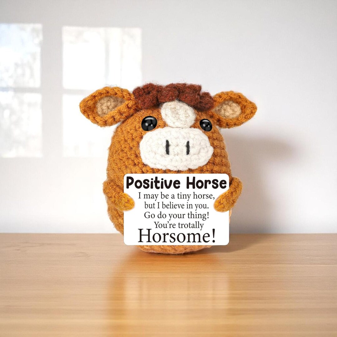 Emotional Support Horse With Stand, Crochet Horse Farm Supportive Doll ...