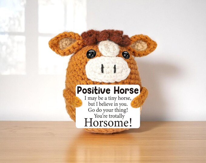 Emotional Support Horse With Stand, Crochet Horse Farm Supportive Doll ...