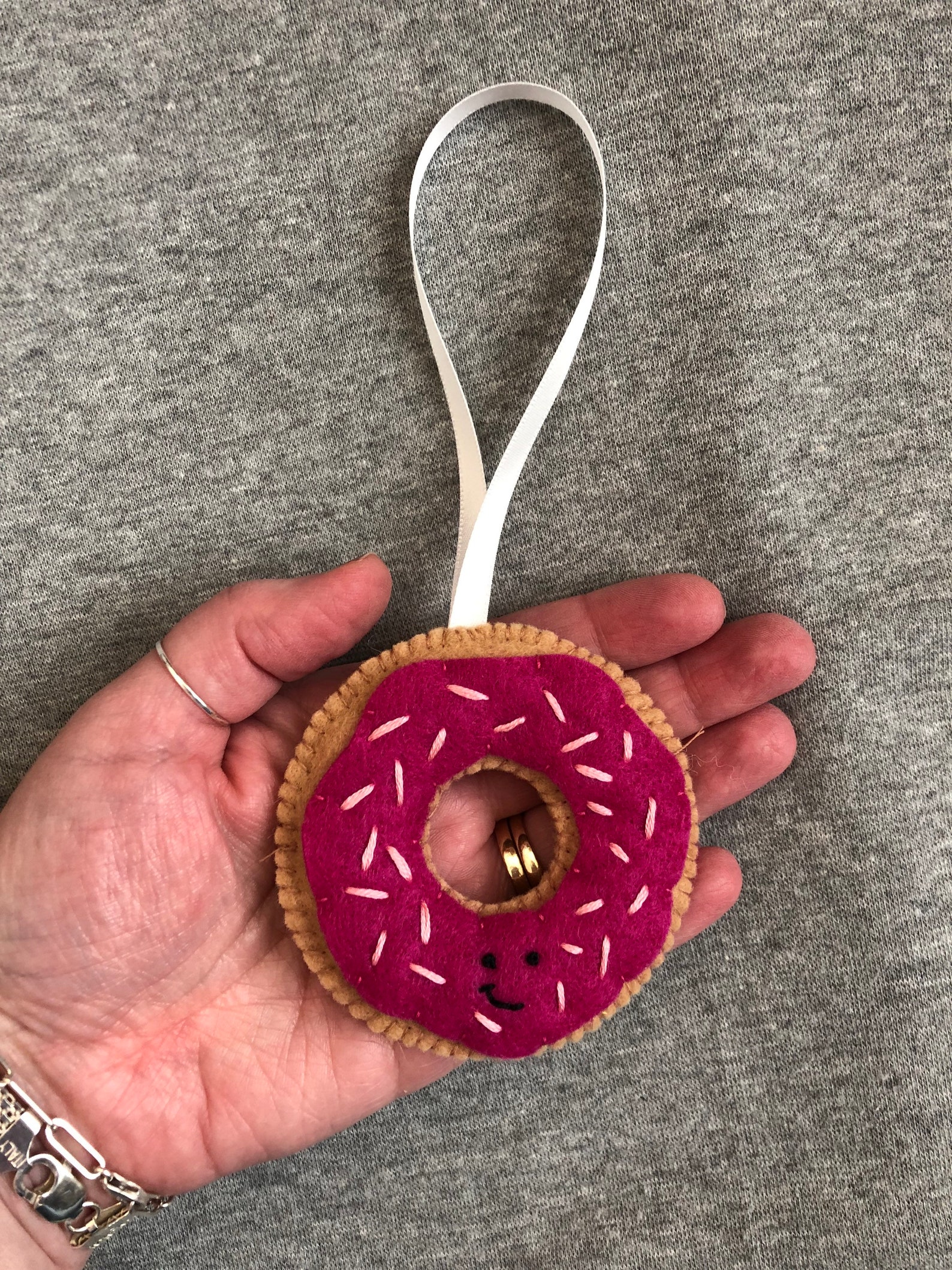 Donut With Sprinkles Christmas Ornament in Pink Felt | Etsy